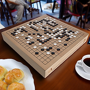 Go Game Set 12 Inch - Traditional Go Set with Pull-Out Storage Drawers, Portable Wood Veneer Goban, Strategy Board Games for Adults, Go Board Game by WE Games