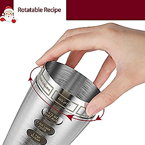Cocktail Shaker Martini Shaker Set with Recipe, 24 oz Martini Shaker Drink Shaker Drink Mixer Stainless Steel Cocktail Shaker Set Bartender Kit