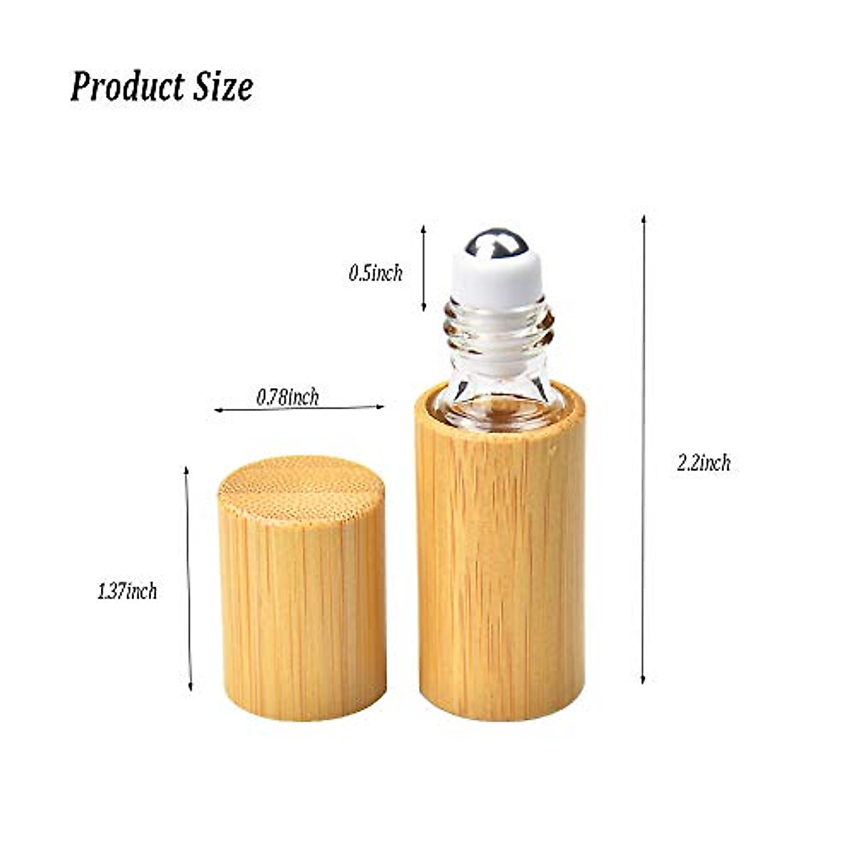 AUHOKY 12Pcs 5ml Bamboo Roll on Bottles for Essential Oils, Portable Massage Oil Bottle with Stainless Steel Roller Ball, Reusable Travel Perfumes Sample Lip Gloss Container (1 Opener)