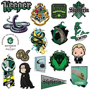 Harry Potter Slytherin Theme Sticker Pack Die Cut Vinyl Large Deluxe Stickers Variety Pack - Laptop, Water Bottle, Scrapbooking, Tablet, Skateboard, Indoor/Outdoor - Set of 50