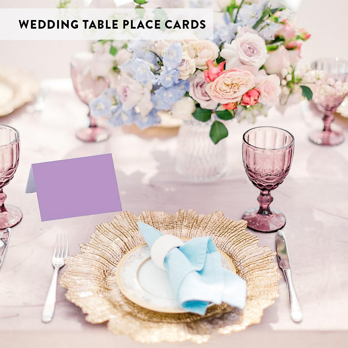 Andaz Press Table Tent Printable Place Cards, Lavender 20-Pack, Seat Placement Cards Blank Place Cards For Table Settings Name Cards for Bridal Wedding, School Graduation Food Cards Purple Place Cards
