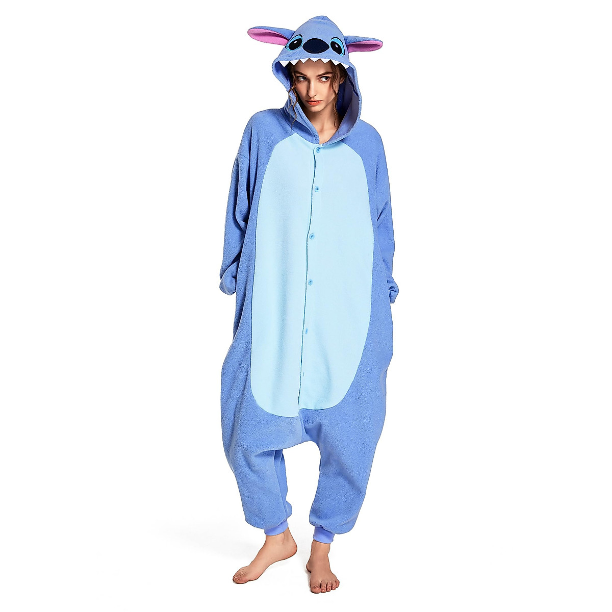 CANASOUR Unisex Blue Adult Onesie Animal Anime Cartoon Cosplay One-Piece Pajamas Christmas Halloween Costumes (Medium, Blue)