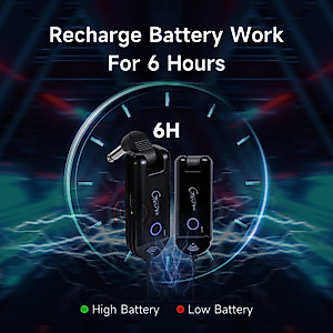 MOOER GWU4 UHF Wireless System Transmiter Reciever, 4 Channels Rechargeble for Electric Guitar Instrument, Bass Guitar, Guitar Amp(Black)