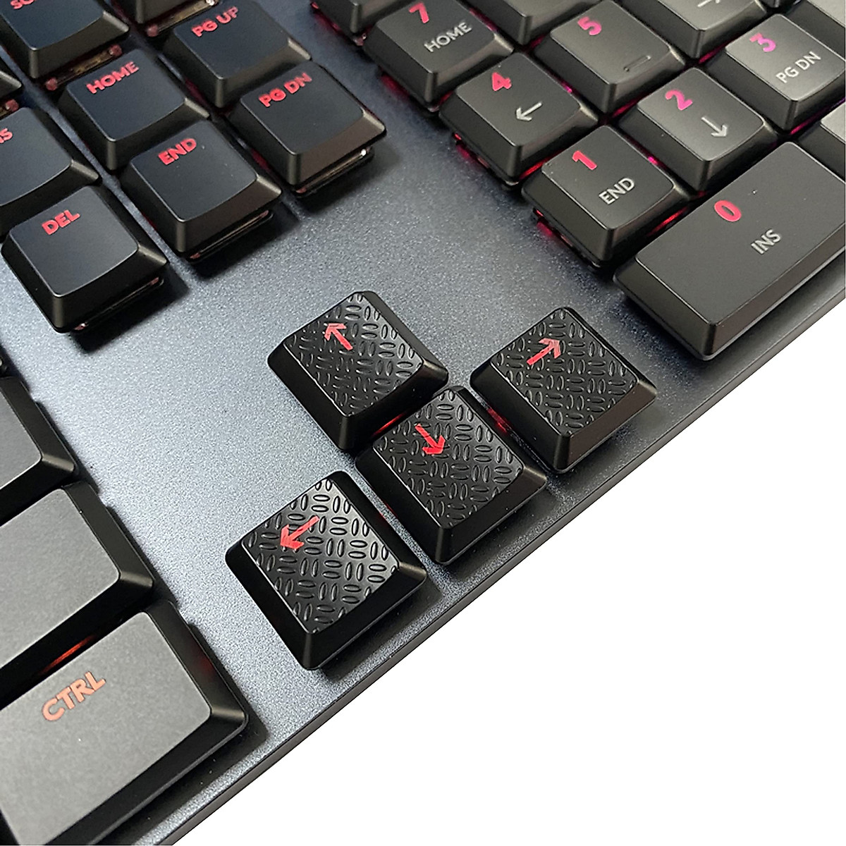 Texture Tactility Backlit Keycaps Replacement Suitable for Logitech G813/G815/G913/G915 TKL RGB Mechanical Gaming Keyboard (WASD+Arrow Keys) (Red)