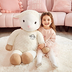 IKASA 30" Giant Sheep Stuffed Animal - Jumbo Soft Kawaii Plush Toy for Kids & Girlfriend (White)