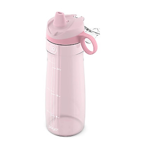 Pogo BPA-Free Tritan Plastic Water Bottle with Soft Straw, 32 Oz, Pink Satin