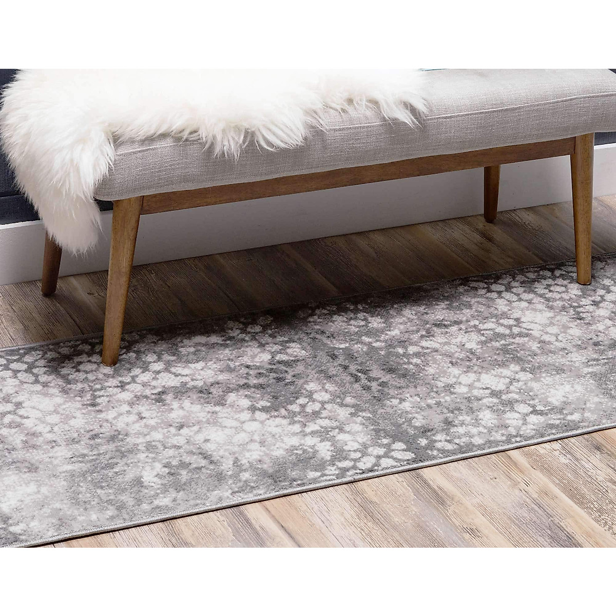 Unique Loom Sofia Collection Area Rug - Larvotto (2'x 6' 7" Runner, Dark Gray/ Ivory)