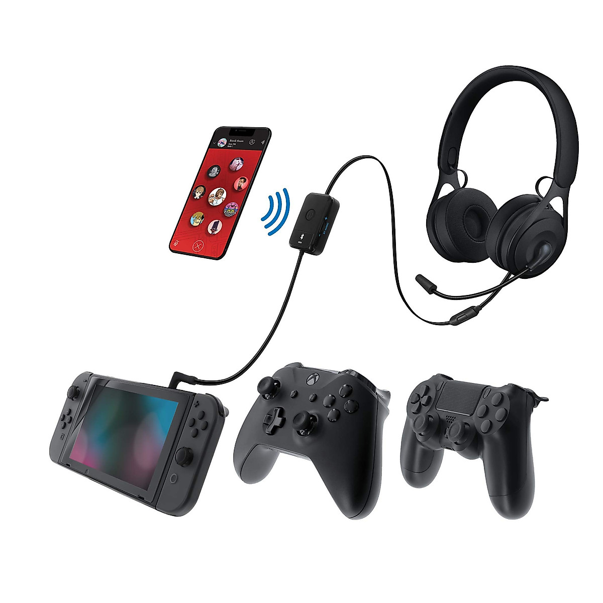 Bionik BNK-9041 Chat Mixer Bluetooth Accessory for Gaming Headsets, Black