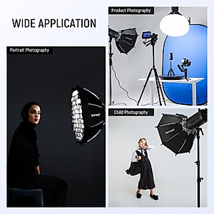 NEEWER 22"/55cm Octagonal Softbox, Quick Release Bowens Mount Softbox with Honeycomb Grid, Light Diffusers, Bag for RGB CB60 CB60B CB200B MS60B MS60C MS150B S101-300W/400W Pro Vision 4 Q4, NS22P