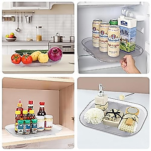 Square Lazy Susan for Refrigerator, ANTAND Rectangle Lazy Susan Organizer Turntable for Cabinet Clear Rectangular Lazy Susan Kitchen Organizer for Refrigerator Pantry Kitchen Countertop Vanity Display
