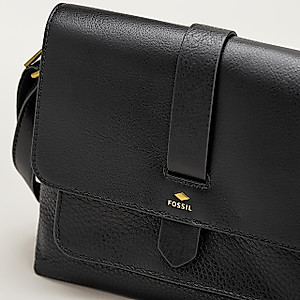 Fossil Women's Kinley Leather Small Crossbody Purse Handbag, Black (Model: ZB7878001)