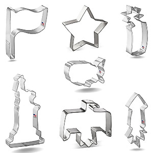 Foose Cookie Cutters Patriotic 7 Pc Set with Recipe Card, Made in USA