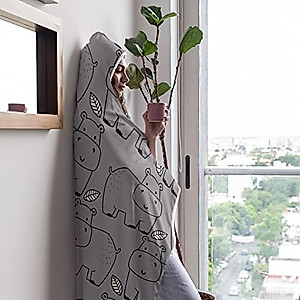 ARAHANT Cute Hippo Hooded Blanket, Cartoon Animal Hooded Blanket,  Hippopotamus Gift for Kid, Flannel, Soft and Comfortable, Suitable for Sofa, Living Room, Bedroom, 60'' x 80'' for Adult