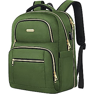 LTINVECK Travel Laptop Backpack for Women Men, Business Anti Theft TSA Friendly Laptops Backpack with USB Charging Port,Durable Water Resistant Computer Bag Fits 15.6 Inch Laptops,Green