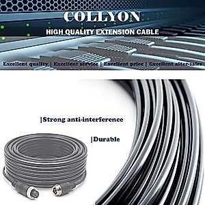 Collyon (50FT/15m) Car Video Systems,Backup Camera Cable,Backup Camera Extension CableShock Extension， AV Extension CableCCTV Rear View Camera，Car Video Extension Cable，Car Backup Monitoring System