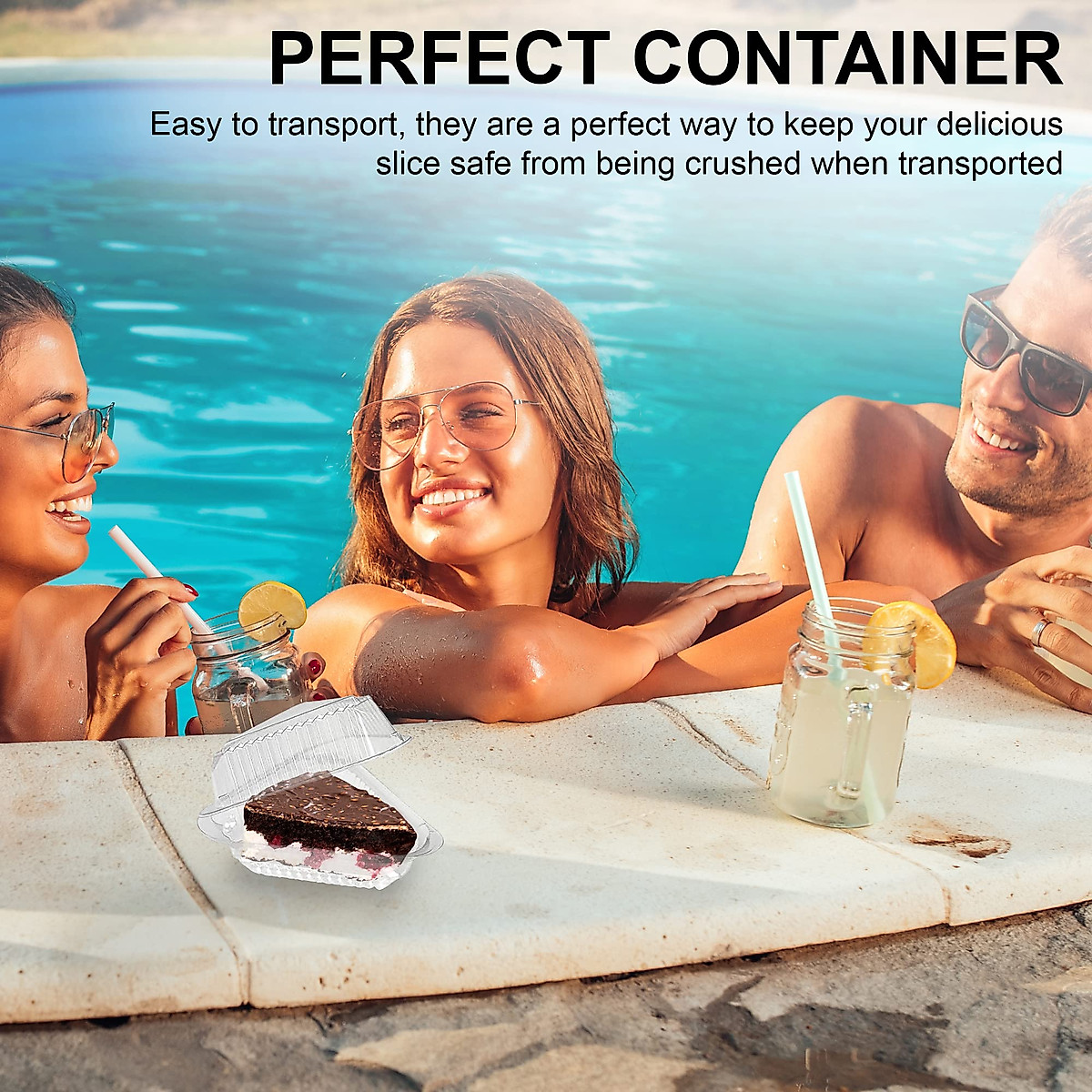 MT Products Cake Slice Container - Clear Hinged Medium Deep Cheesecake Pie Slice Containers (Pack of 20) - Made in the USA