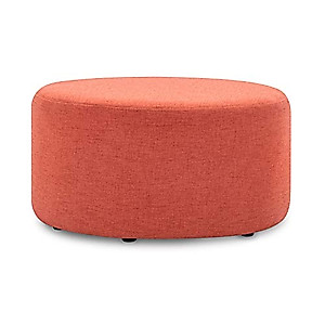 24inches Pouf Round Vanity Ottoman Seat Sofa Footrest Stool Couch Orange Durable Sturdy Heavy Duty Ergonomic Comfortable for Home Indoor Outdoor Patio Garden Backyard Poolside Living Room Bedroom Dorm