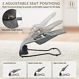 Baby Bouncer, 2 in 1 Baby Bouncer for Infants, Portable Baby Bouncer Seat & Infant to Toddler, Comfortable Bouncer for Babies 0-6 Months with Music and Vibrations