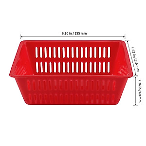 SHEUTSAN 30 Pack Small Red Storage Baskets, 6.1 x 4.5 x 2.3 Inch Mini Plastic Storage Baskets, Rectangular Plastic Tray Organizer for Home, Office