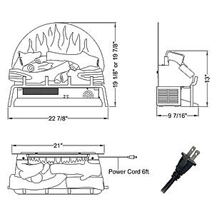 LegendFlame 23" W Free Standing Electric Fireplace Log Set (EF290), Fireplace Insert, Heater 750W/1500W, Crackling Sound, Remote Control
