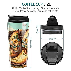 Boot Sunflower Flowers Travel Coffee Mug Reusable Coffee Cup Tumbler with Lid for Outdoor 350ml