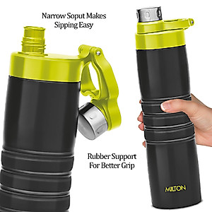 Milton Amigo 800 Vacuum Insulated Thermosteel Water Bottle/Flask | 22 oz | 660 ml |Hot & cold for longer hours | 18/8 Stainless Steel, BPA Free, Food Grade, Leak-Proof | Black