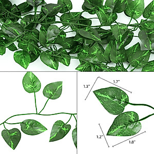 Tbestmax 315 Feet 48 Pack Artificial Ivy Leaf Plants, Green Vine Leaves, Greenery Hanging Garland, Fake Foliage Flowers for Home Kitchen Garden Office Wedding Wall Decor