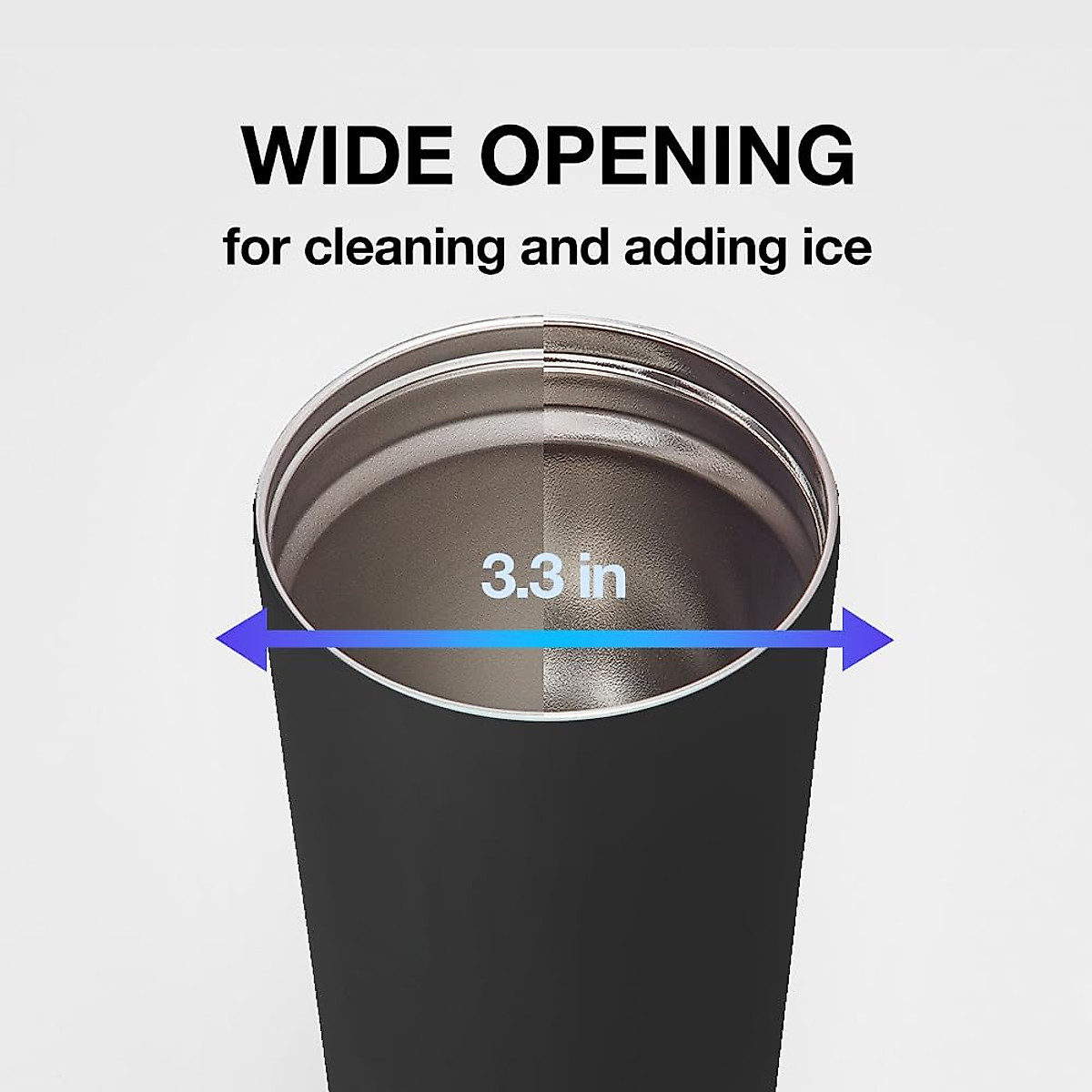 LocknLock Clip Tumbler Black 18oz, Coffee Tumbler with Leak Proof Lid, BPA-Free Double Wall Stainless Steel Vacuum Insulated Travel Mug Cup for Hot & Cold Beverage