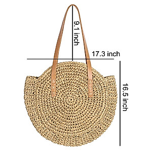 Block Garden Handmade Straw Shoulder Bag for Women Beach Bag Tote Handbag, 01 camel