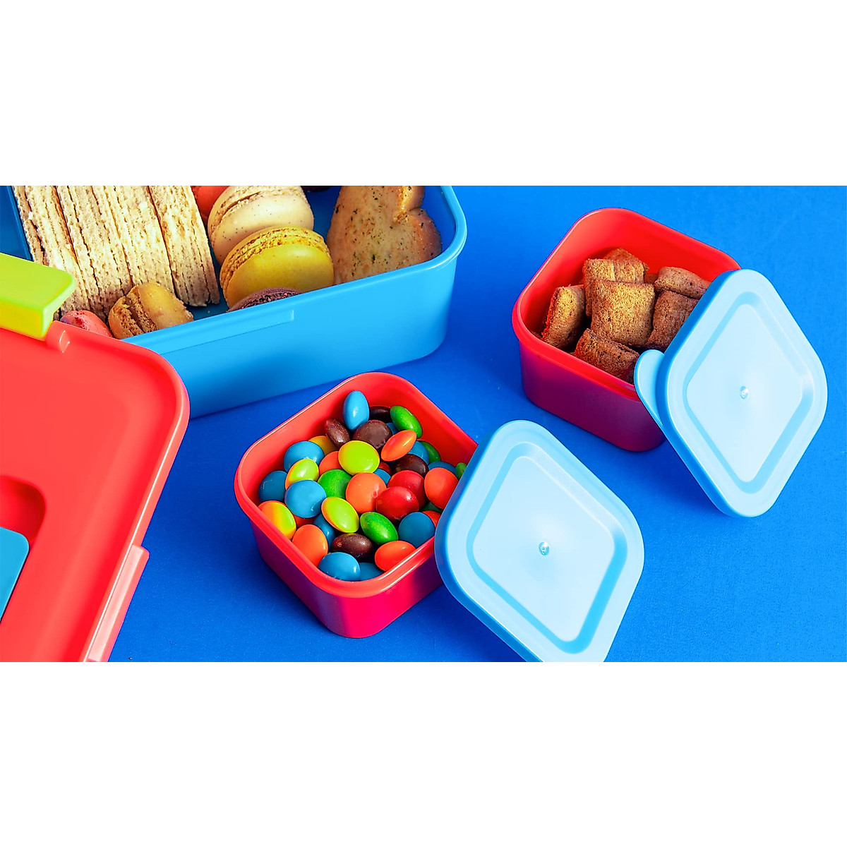 Zak Designs Spidey And His Amazing Friends Reusable Plastic Bento Box with Leak-Proof Seal, Carrying Handle, Microwave Steam Vent, and Individual Containers for Kids' Packed Lunch