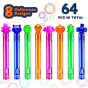 VKTEN 64Pcs Halloween Bubble Wands Mini Bubbles Party Favors for Kids Halloween Party Favors Halloween Treat Bag Stuffers Goody Bag Filler Halloween Treats Prizes