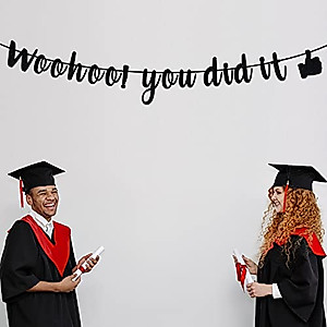 Woohoo you did it Banner, 2022 Senior High School Graduation Bunting Sign, Funny 2022 College University Graduation Party Decoration Supplies
