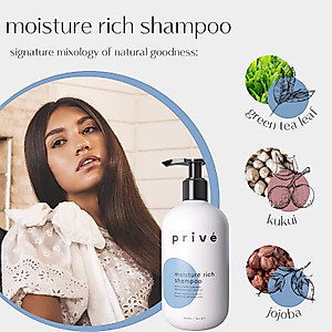 Prive Moisture Rich Shampoo - Deep Moisturizing for Dry and Lifeless Hair, 12 oz