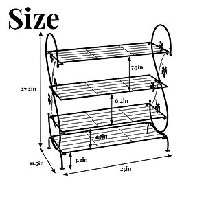 CLSYO Shoe Rack Stand, Metal Shoe Organizer Storage for Outdoor and Entryway, Hold 12-15 Pairs of Shoes, Weatherproof Industrial Rustic Black Shoe Tower