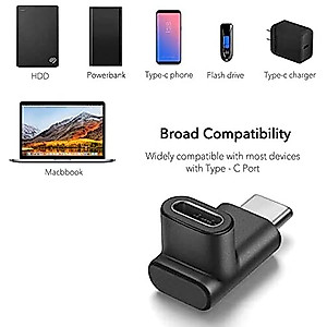 URWOOW Right Angle Type C USB 3.1 Adapter Extension 90 Degree Male to Female Right & Left Angled Extension (2 Pack)