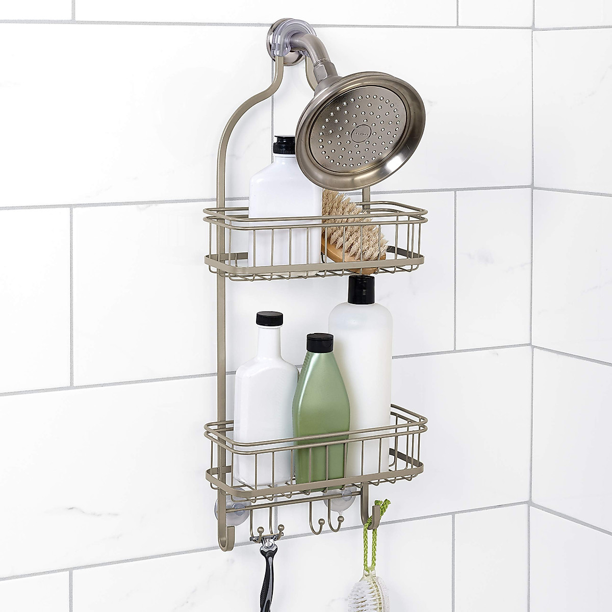 Zenna Home Hanging Over-the-Shower Caddy, Satin Nickel