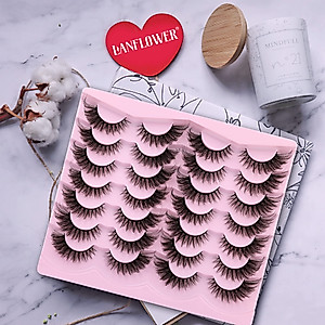 Fox Eye Lashes Fluffy Wispy Volume Eyelashes Natural Look D Curly Cat Eye Lash Extension 20MM Fake Eyelashes Pack 14 Pairs by Lanflower