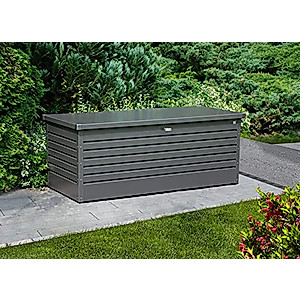 Biohort Leisuretime 210 Gal. Steel Metallic Dark Grey 71in x 31 in x 28in Deck Box with Soft Close Hydraulic Lift (210 Gallon)