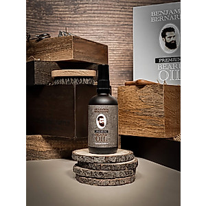 Premium Beard Oil by Benjamin Bernard - Male Grooming Blend with Essential Oils, Vitamin E - Natural Hydrating Treatment - Facial Hair Shaping Serum Softener for Men - Tobacco Vanille - 3.38 fl.oz