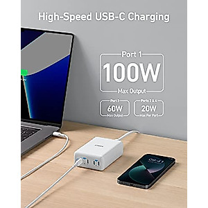 Anker USB C 120W, 547 Charger, PowerPort III 4-Port Charging Station for MacBook Pro/Air, iPhone 13/13 Mini / 13 Pro / 13 Pro Max / 12, Galaxy, Pixel 4/3, iPad, iPad Mini, and More