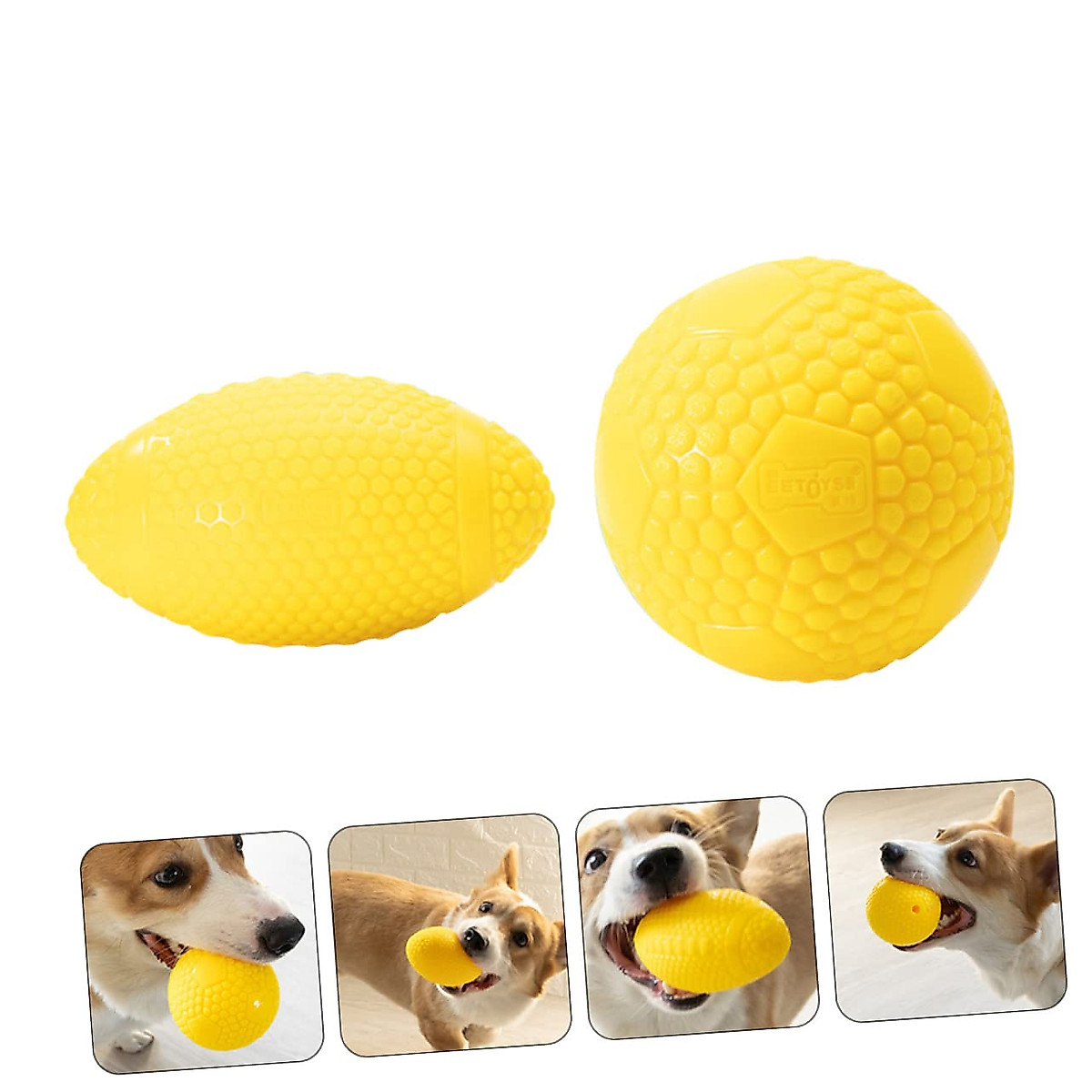 NOLITOY Animal Chewing Toy Dog Grinding Toys Rugby Toys for Football Toys Pet Molar Toys 2pcs Squeaky Shaped Toys