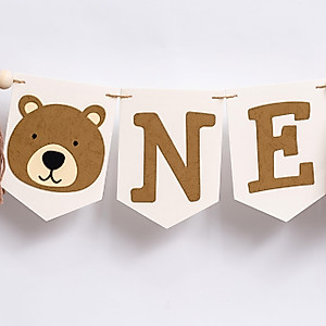 CIEQR Highchair Banner 1st Birthday, Bear Theme First Birthday Decorations Party Supplies, Birthday Banner Suitable for Birthday, Party, Anniversary, Baby Shower, Baby Photo Booth Props...(Tassels)