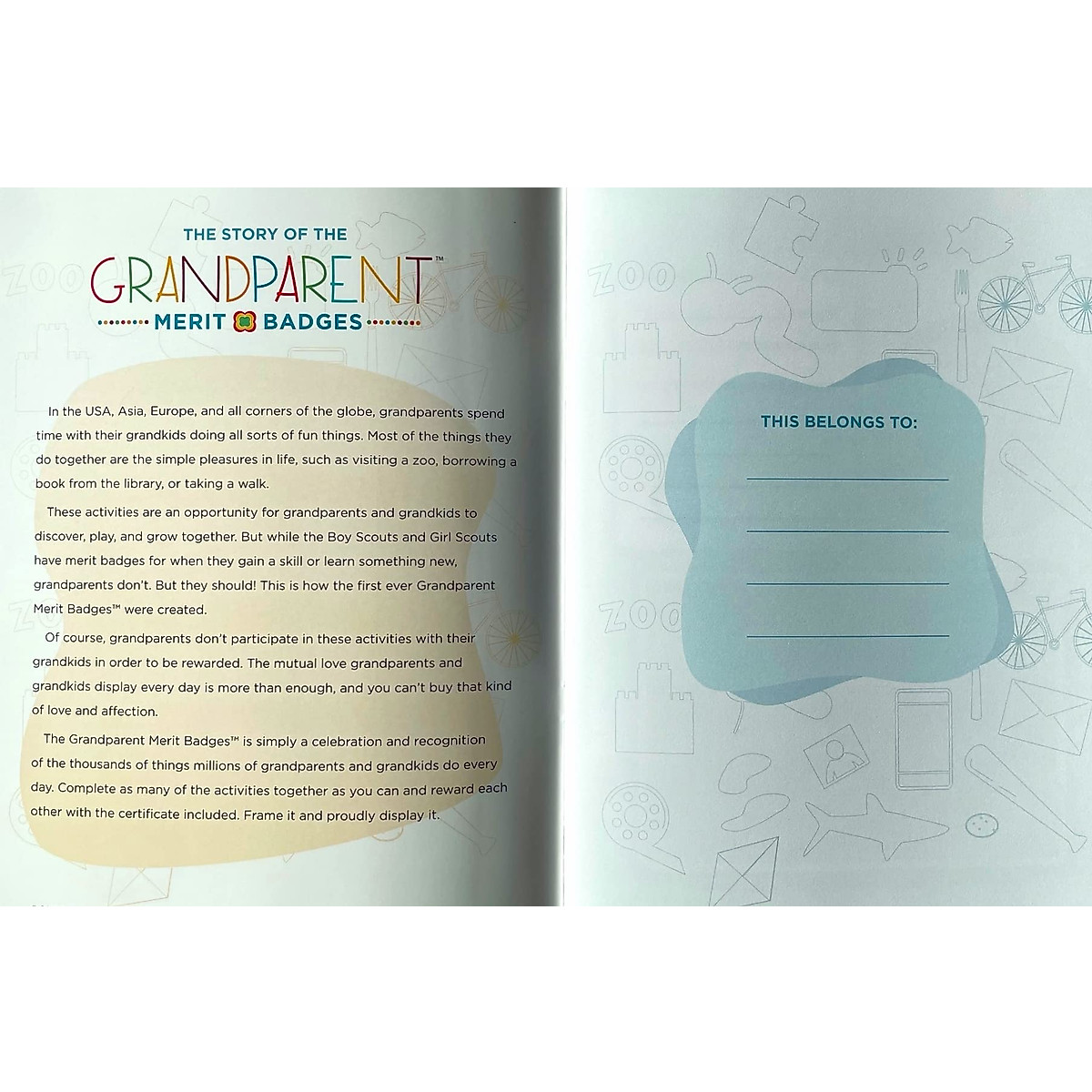 GRANDPARENT MERIT BADGES Kit First Edition - Best Gift idea! Fun with Grandkids Using This Keepsake Activity Journal. 18 Activity Journal Pages,Merit Badge Stickers and Certificate of Merit