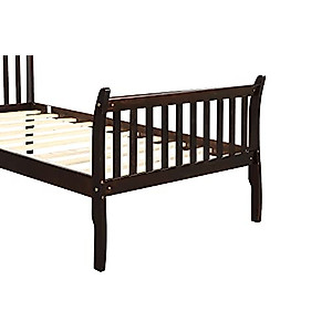 HBRR Wood Platform Bed Frame Twin Wood Bed Frame with Headboard and Footboard, 10”Height for Underbed Storage/No Box Spring Needed/Wooden Slats Support, Espresso