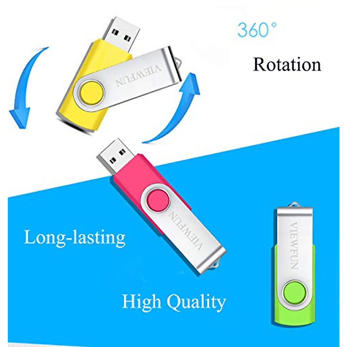 Flash Drive 8GB 5pcs Pack USB Memory Stick USB Flash Jump Drive with LED Indicator and lanyards by Viewfun (8GB, 5PCS-Multicolors(Red,Black,Blue,Green,Violet))