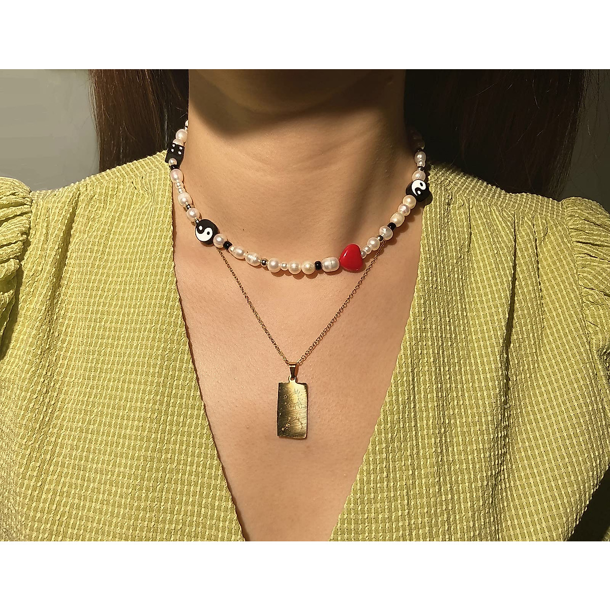 Beaded Necklace Choker Necklace For Women Bead Necklace Pearl Necklaces Yin Yang Dice Heart Necklaces Jewelry Colorful Boho Cute Beads Chokers Pendant Y2k Jewelry Gifts For Her