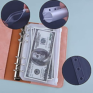 Antner A6 Budget Binder with Zipper Envelopes for Budgeting, Money Organizer for Cash, Budget Planner with Cash Envelopes, Money Saving Binder with Labels, Pink