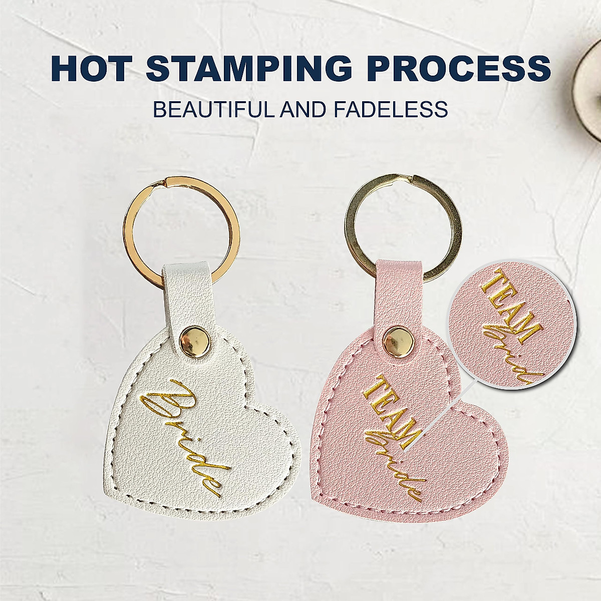 GroomBrideGifts Bridesmaid Gifts Bachelorette Party Favors Decorations For Women 10 Pcs Team Bride Keychains.（Light Pink）