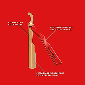 Crispy Linez Barber Turkish Razor | Professional Straight Razor | Extra Blade Exposure (Red & Gold)