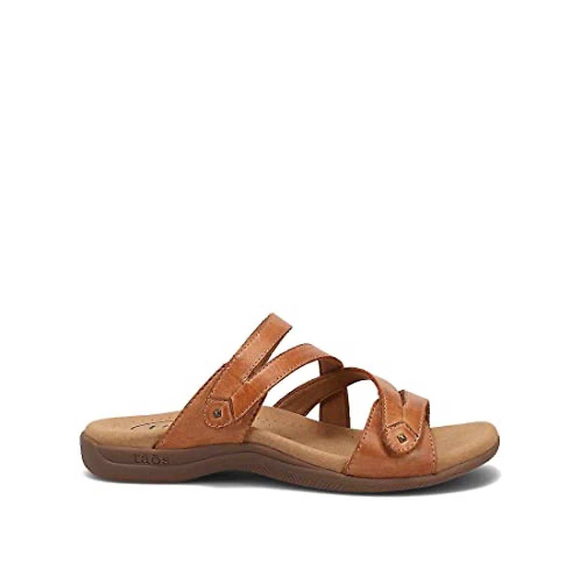 Taos Double U Premium Leather Women's Sandal - Stylish Adjustable Strap Design with Arch Support, Cooling Gel Padding for All-Day Enjoyment and Walking Comfort Caramel 9 (M) US
